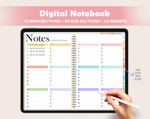 Digital Notebook With Tabs Hyperlinked Notebook Digital - Etsy