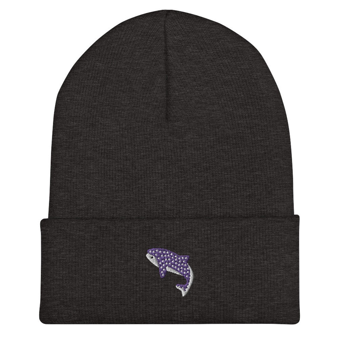 Embroidered Whale Shark Cuffed Beanie , 100% Cotton Whale Shark Knit ...