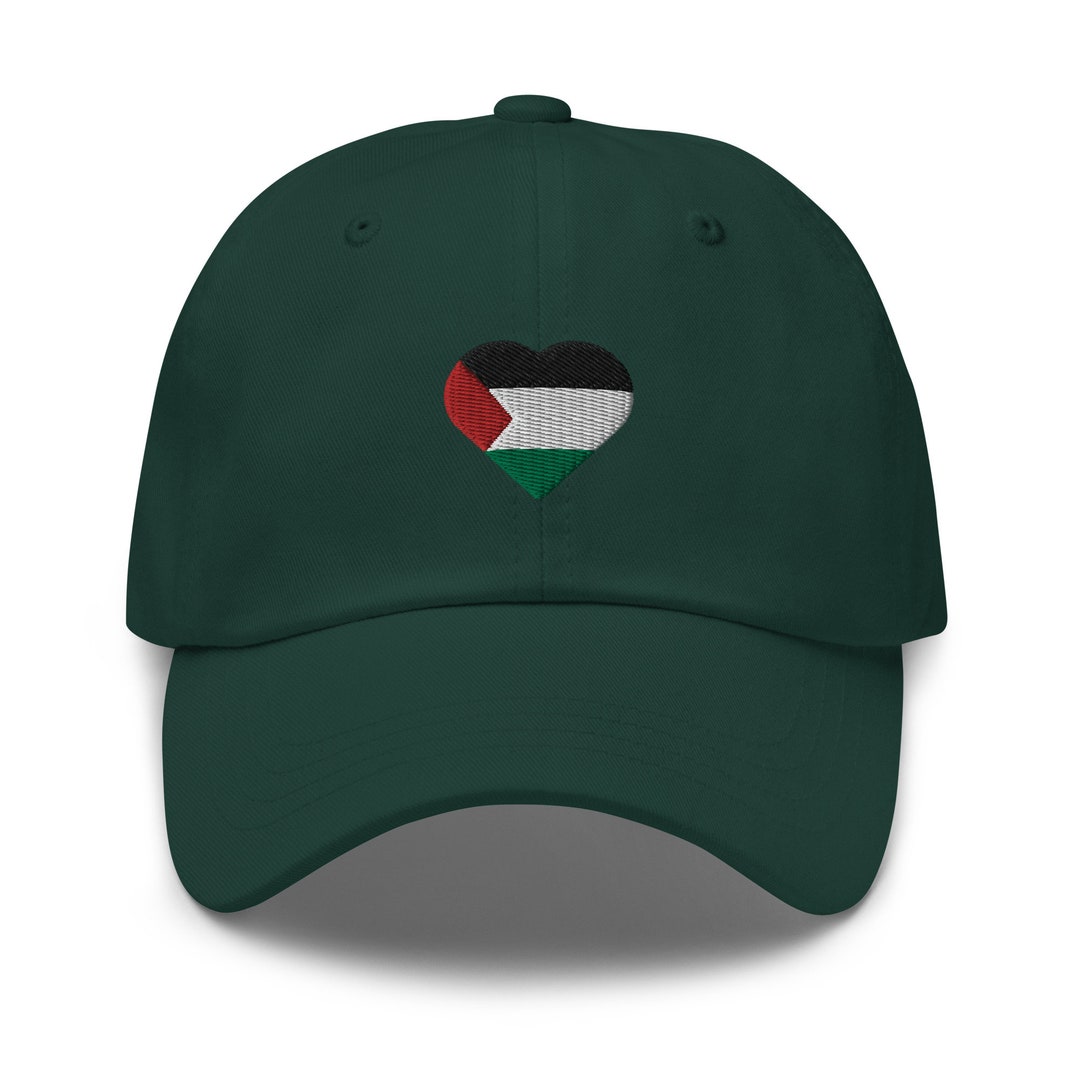 Palestine Flag Heart Embroidered Dad Hat, Free Palestine Flag Hat ...