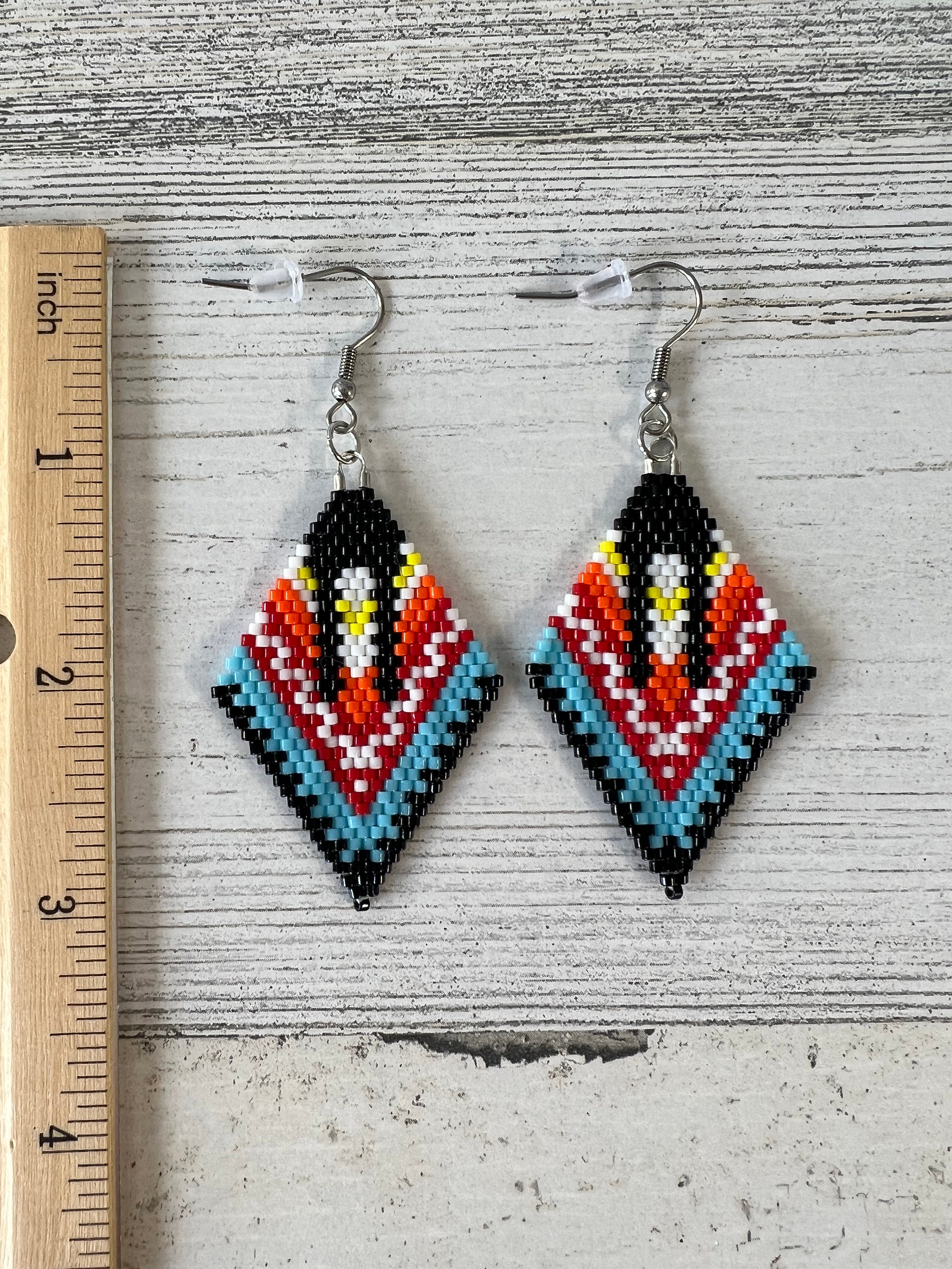 Beaded Native Earrings, Native American Blanket, Dangle Earrings ...
