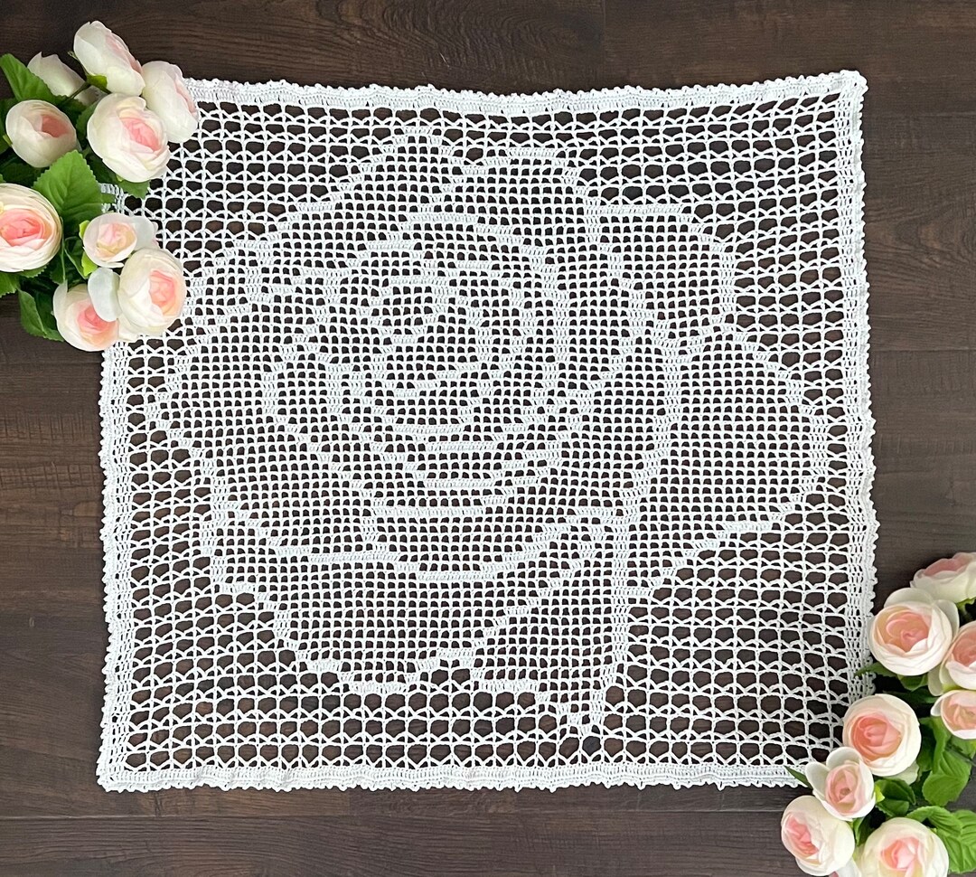 Handmade Crochet, Rose Doily, Filet Crochet - Etsy