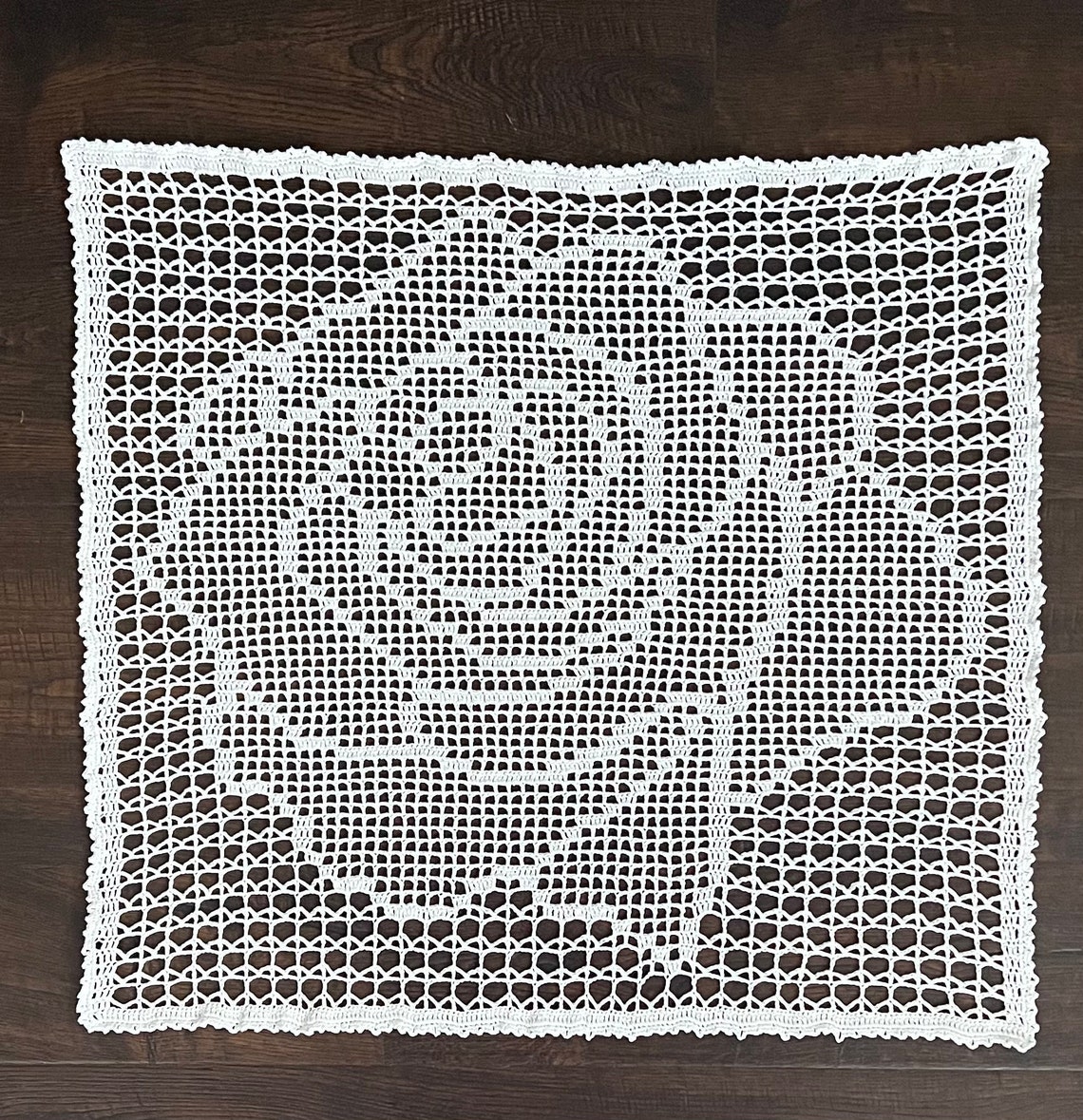 Handmade Crochet Rose Doily Filet Crochet - Etsy