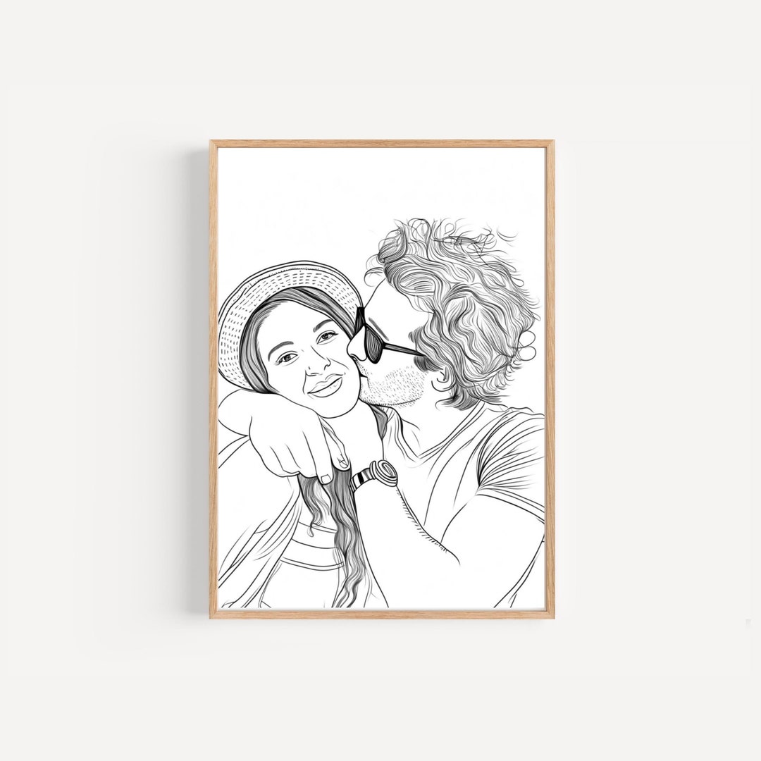 Custom Line Art Portrait, Personalized Couple Print (digital Download ...