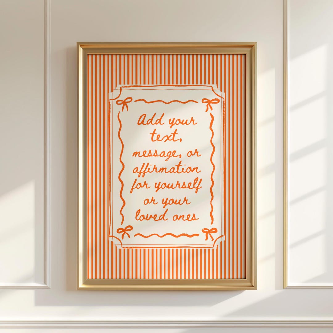 Custom Coquette Striped Wall Art, Add Your Text, Personalized Gift ...
