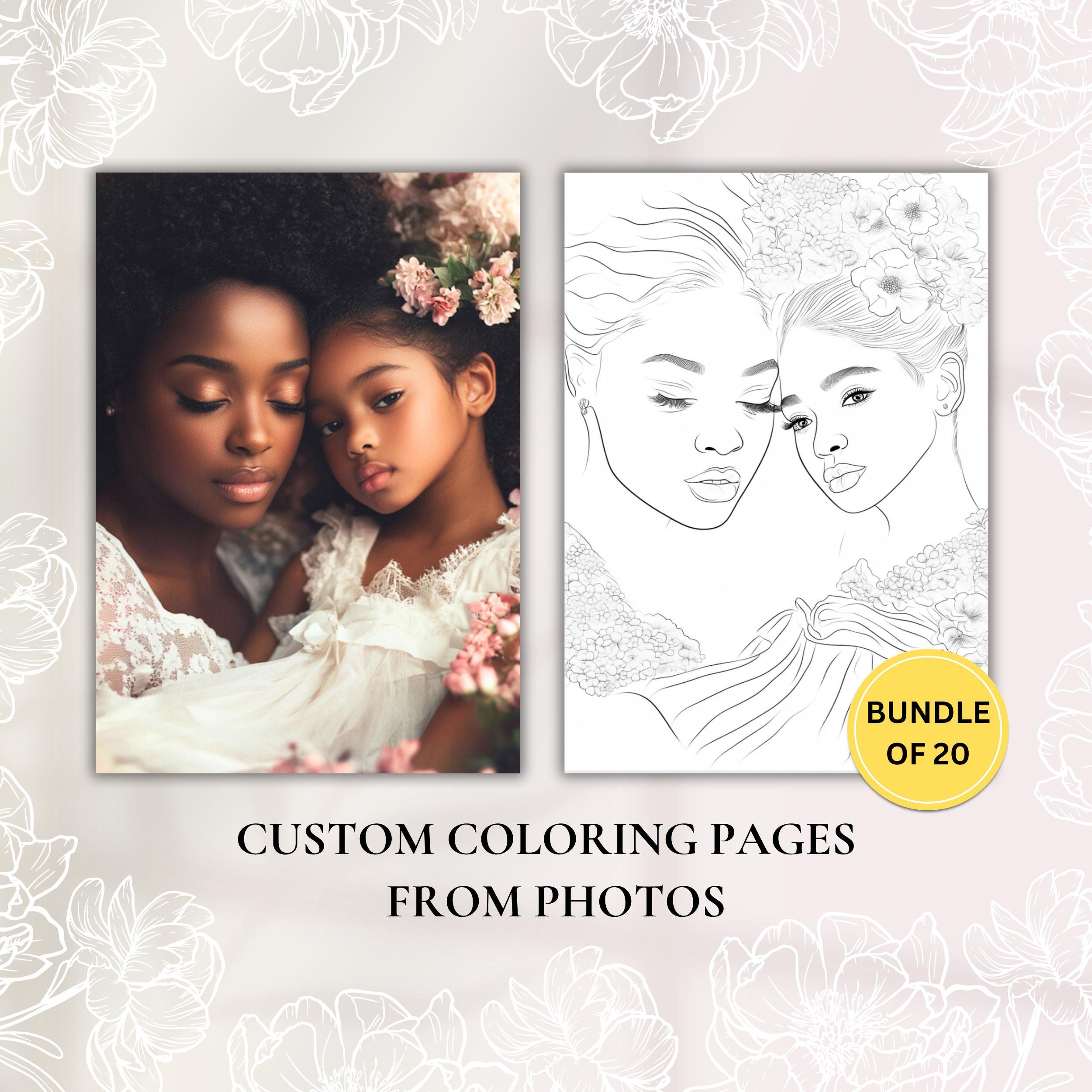 Personalized Photo Coloring Book Pages, Custom Portrait (digital File ...