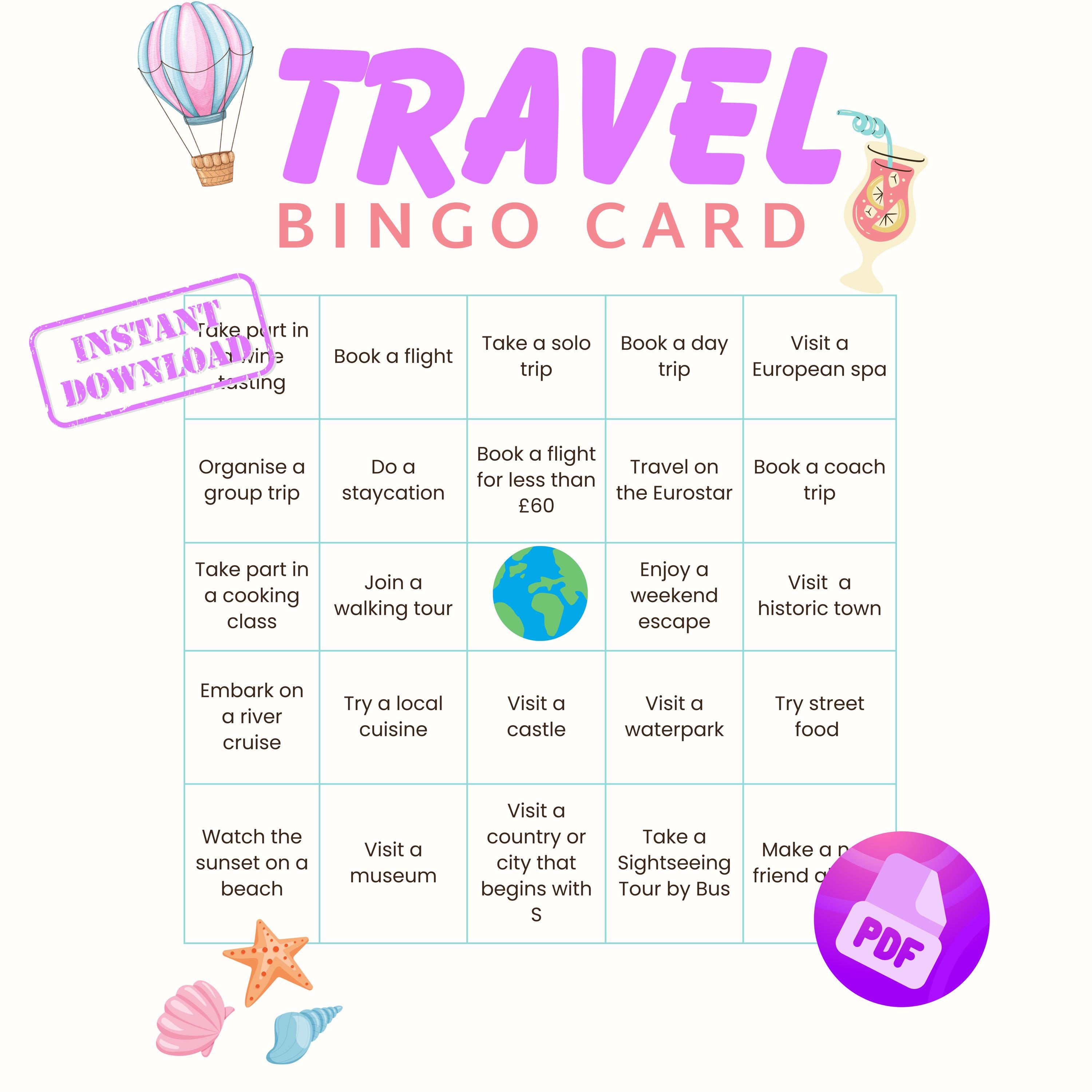 Travel Bingo Card | Digital Download | Fun Travel Activity | Holiday ...