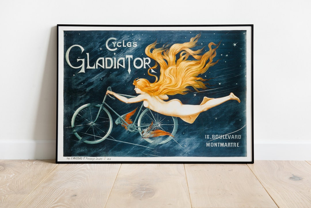 Cycles Gladiator Poster: Vintage Art Nouveau Bicycle Print - Etsy
