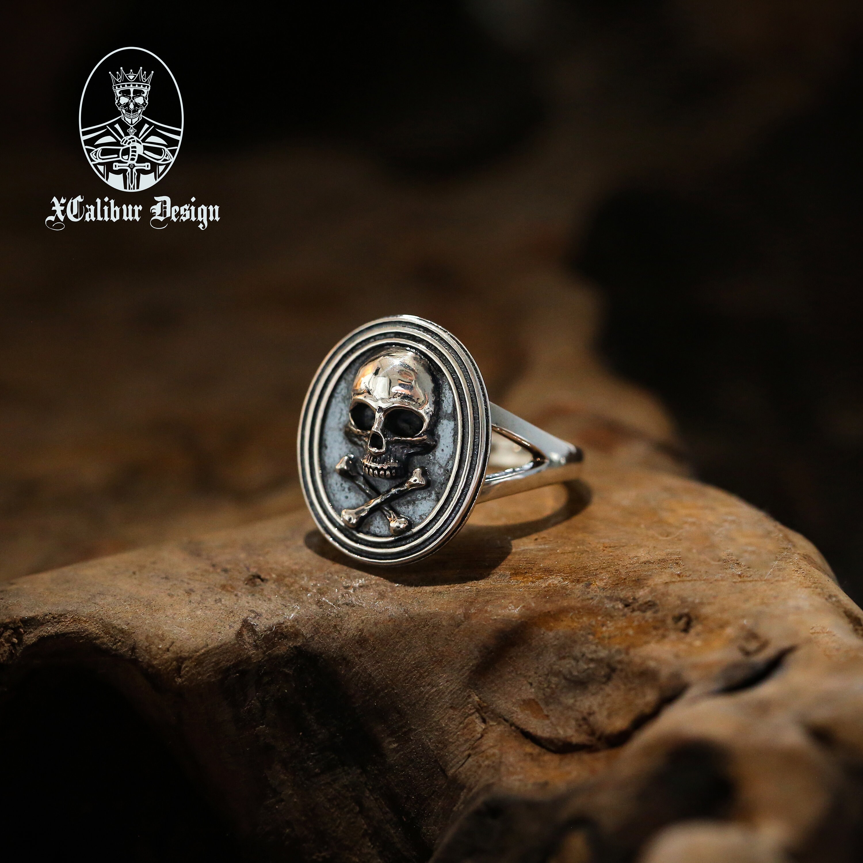 Sterling Silver Skull & Crossbones Ring - Etsy