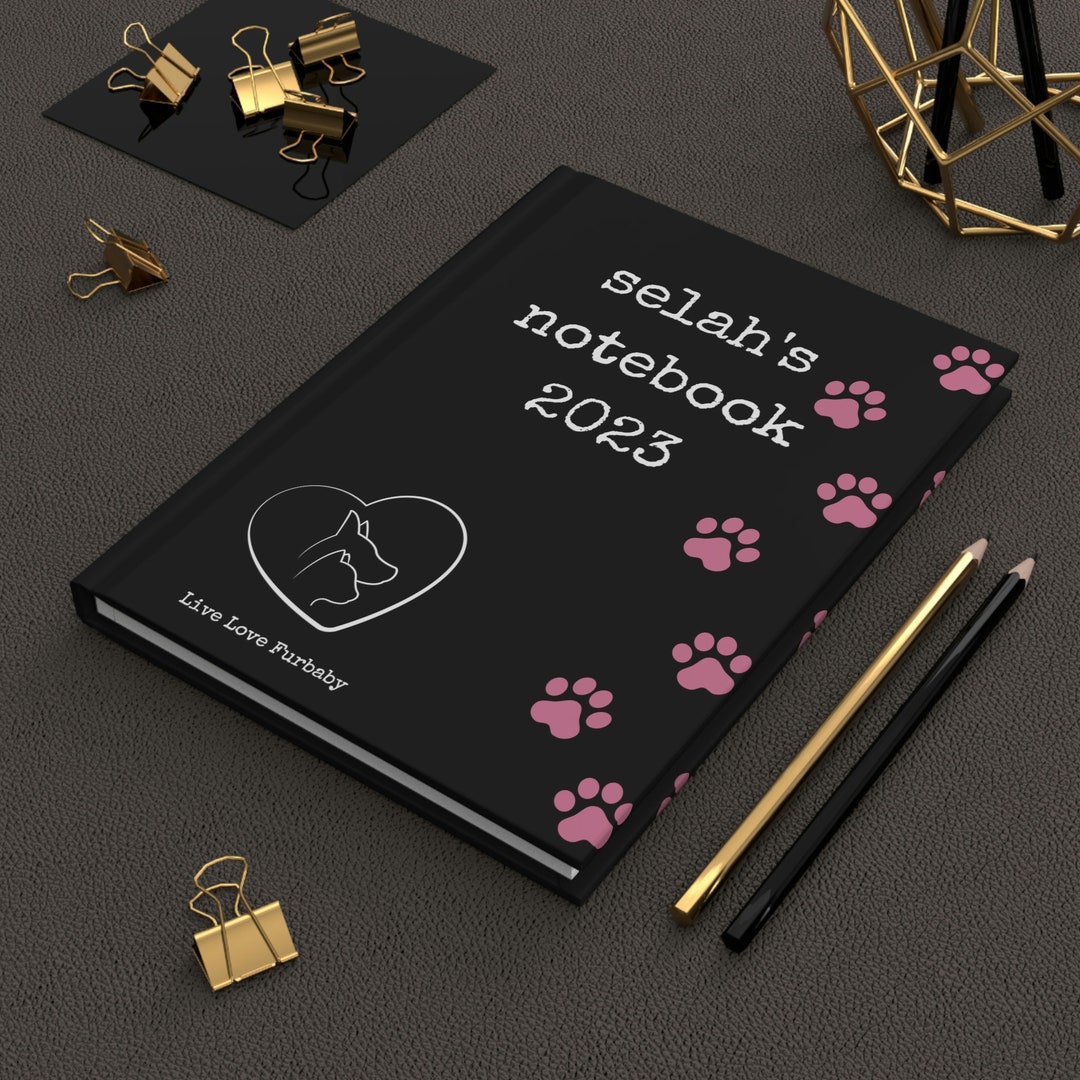Pet Lover Notebook, Personalized Paw Print Hard Cover Matte Journal ...