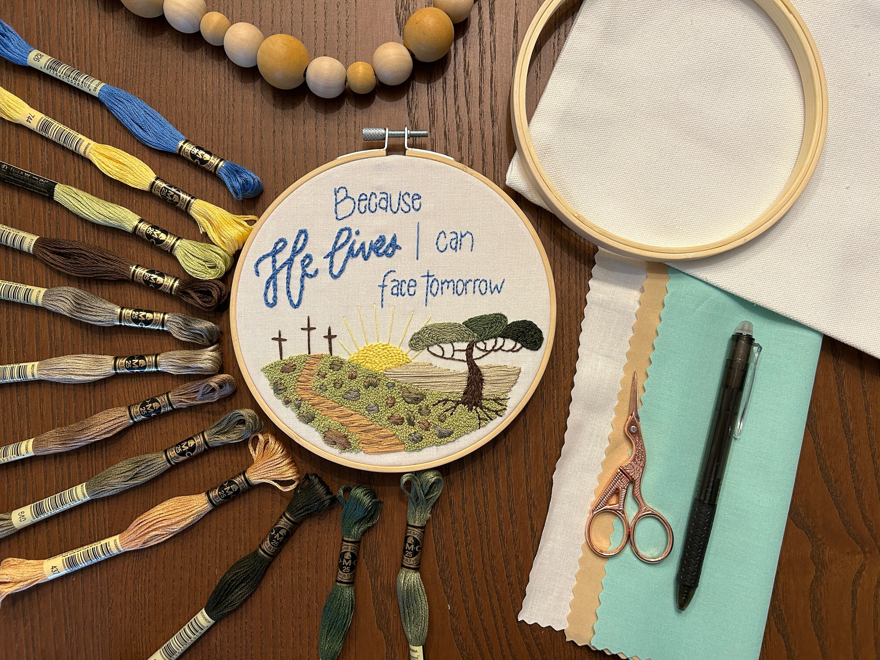 Because He Lives Embroidery PDF Pattern, Beginner Christian Cross ...