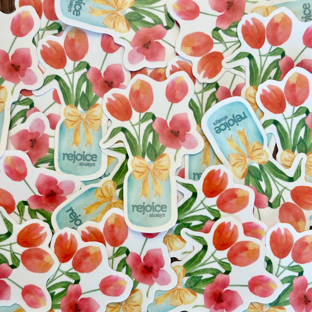 Rejoice Always Sticker – Floral Tulip Christian Vinyl Sticker, 1 ...