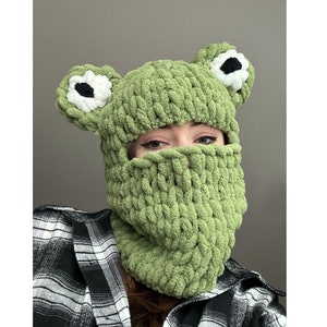 Knit Frog Balaclava , Ski Mask With Ears, Crochet Balaclava, Grog Cover ...