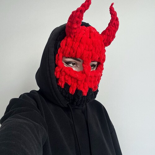 Devil Horns Ski Mask Black - Etsy