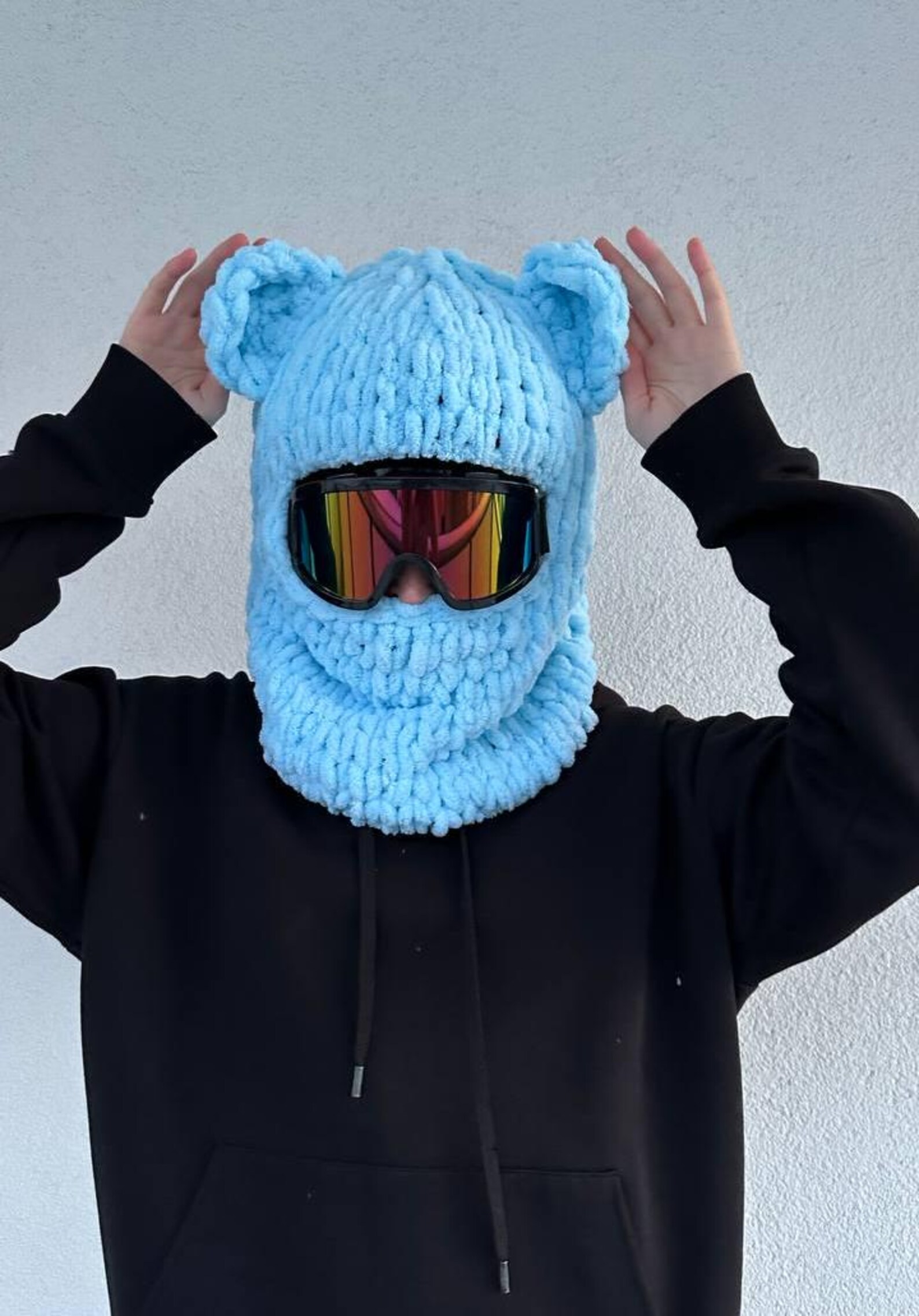 Crochet Ski Balaclava Helmet Cover, Teddy Protector Mask - Skiing ...