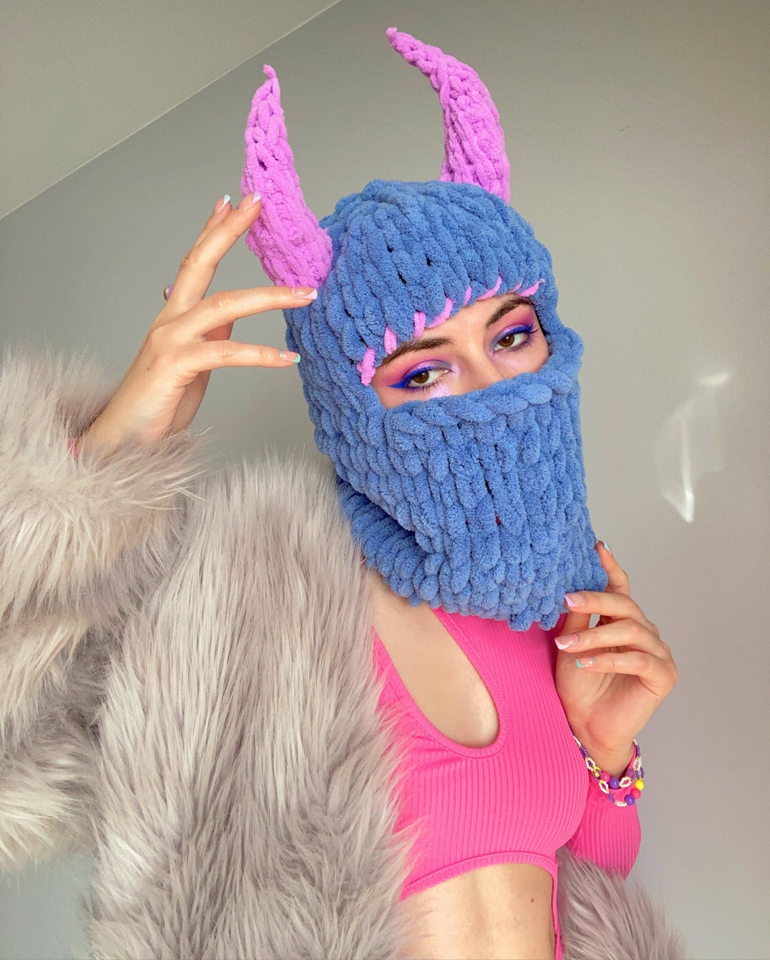 Crochet Balaclava With Devil Horns – Gothic Face Mask - Etsy