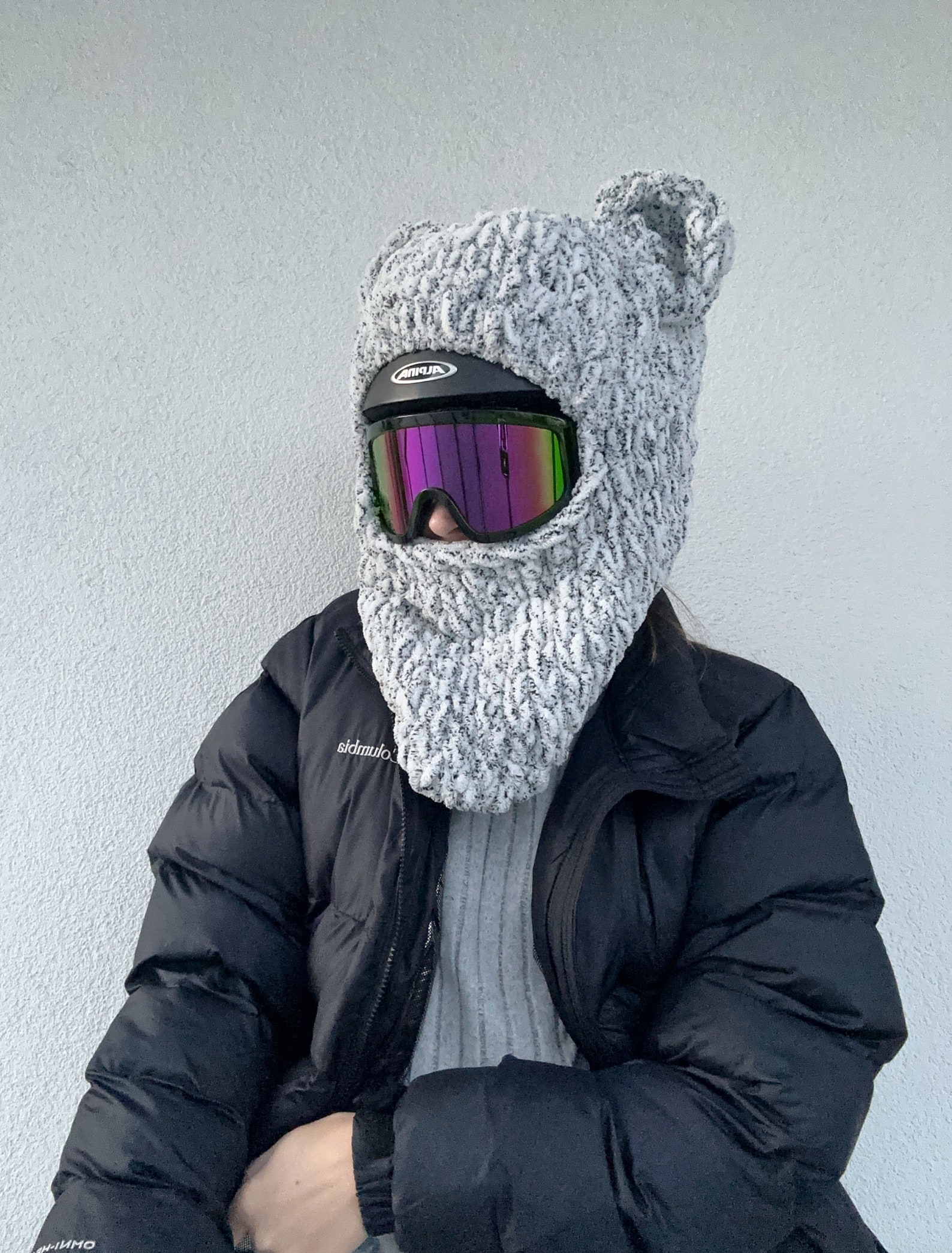 Crochet Ski Balaclava Helmet Cover, Teddy Protector Mask - Skiing ...