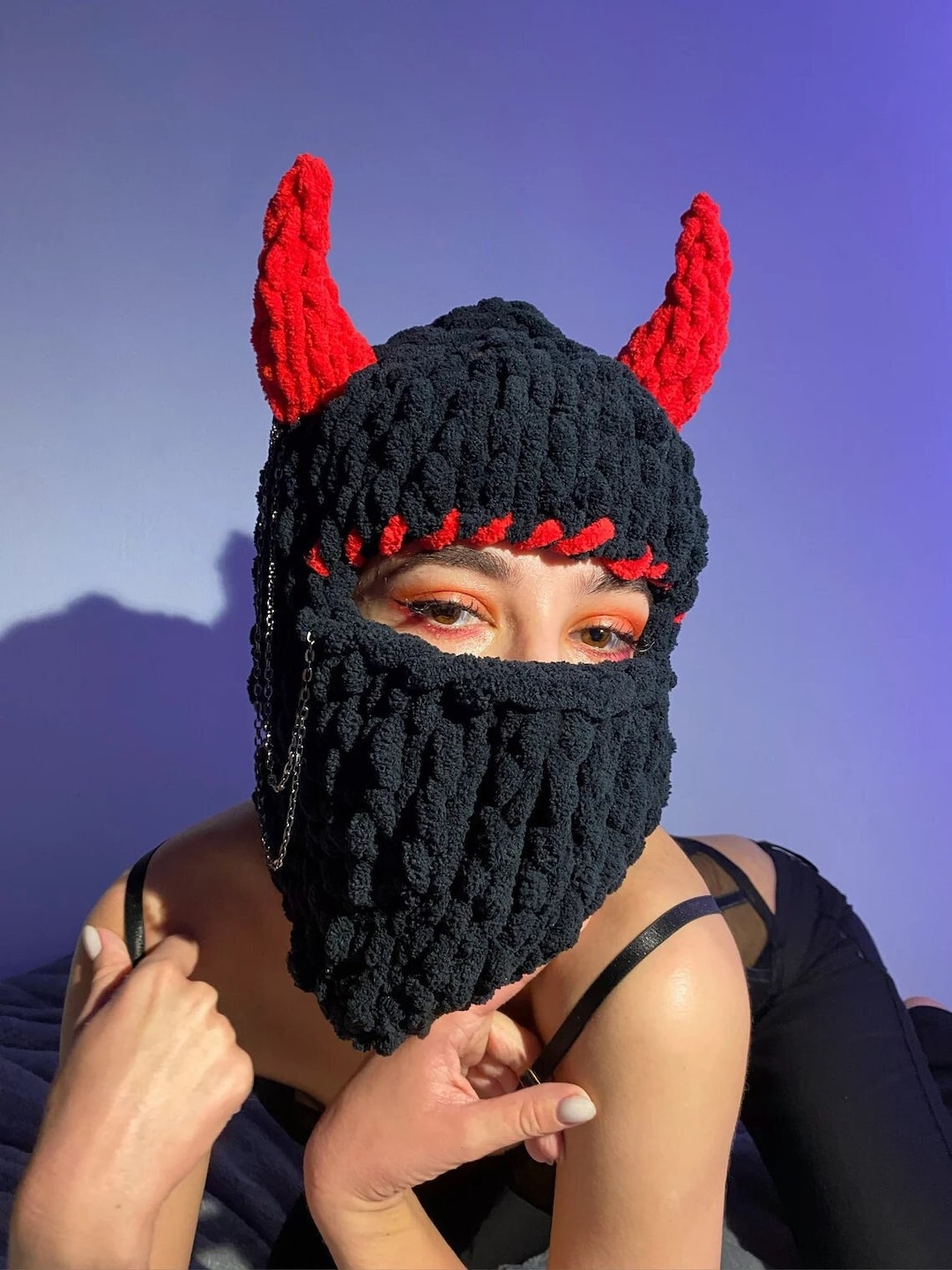 Balaclava Devil Horns, Scary Balaclava, Devil Scull Horns Balaclava ...