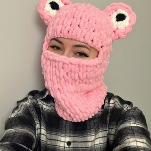 Knit Frog Balaclava , Ski Mask With Ears, Crochet Balaclava, Grog Cover ...