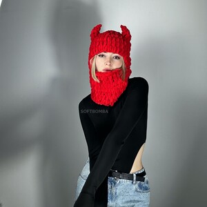 Balaclava Mask Devil With Horns , Balaclava Devil Scull Horns, Festival ...