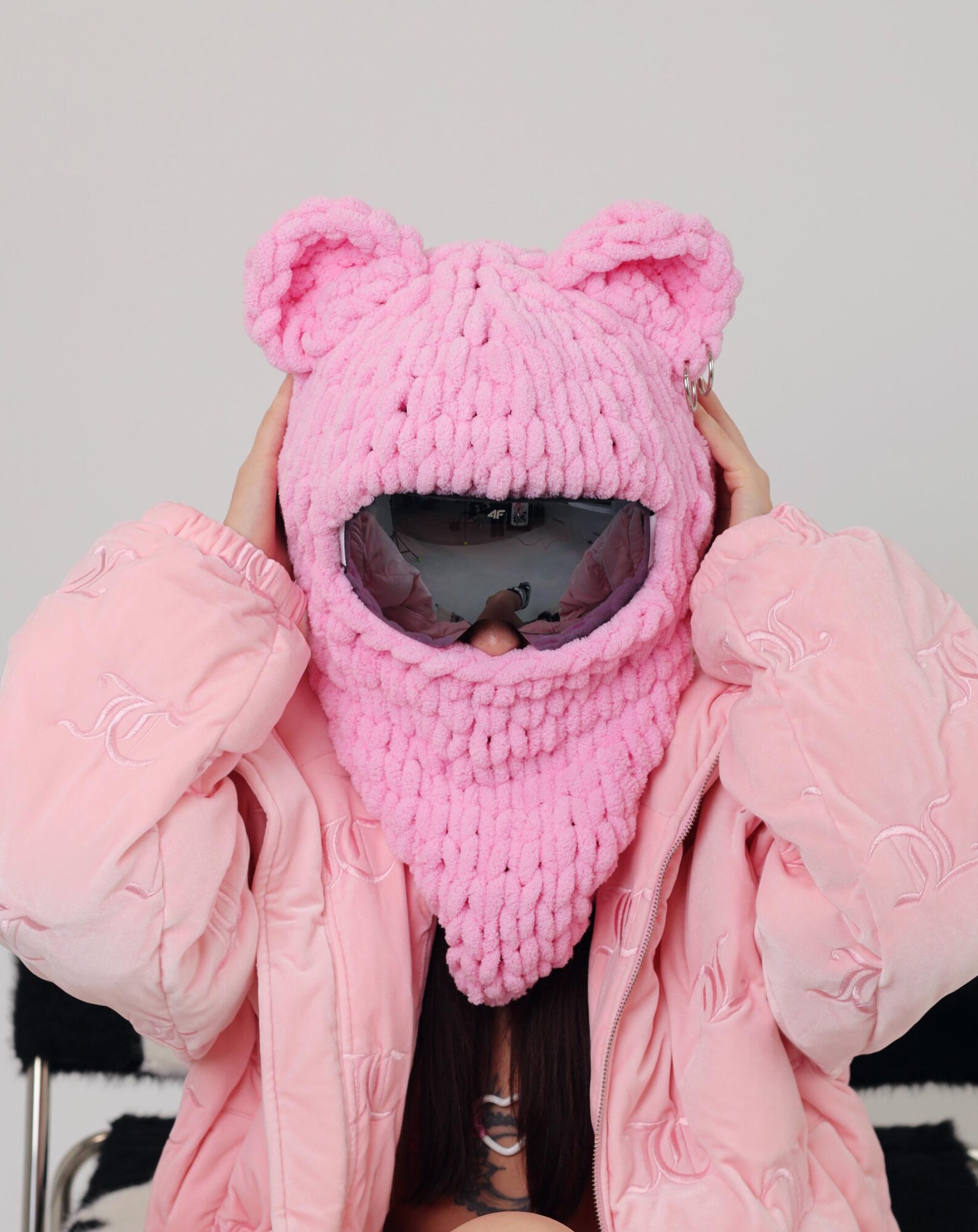 Crochet Ski Balaclava Helmet Cover, Teddy Protector Mask - Skiing ...
