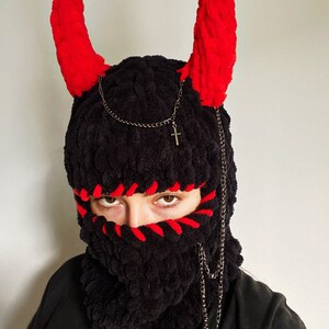Balaclava Devil Horns, Scary Balaclava, Devil Scull Horns Balaclava ...
