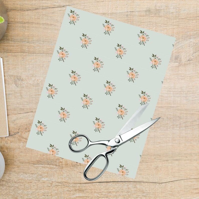 Dollhouse Wallpaper Printable, Botanical, Daisy Flower, Green, Peach ...