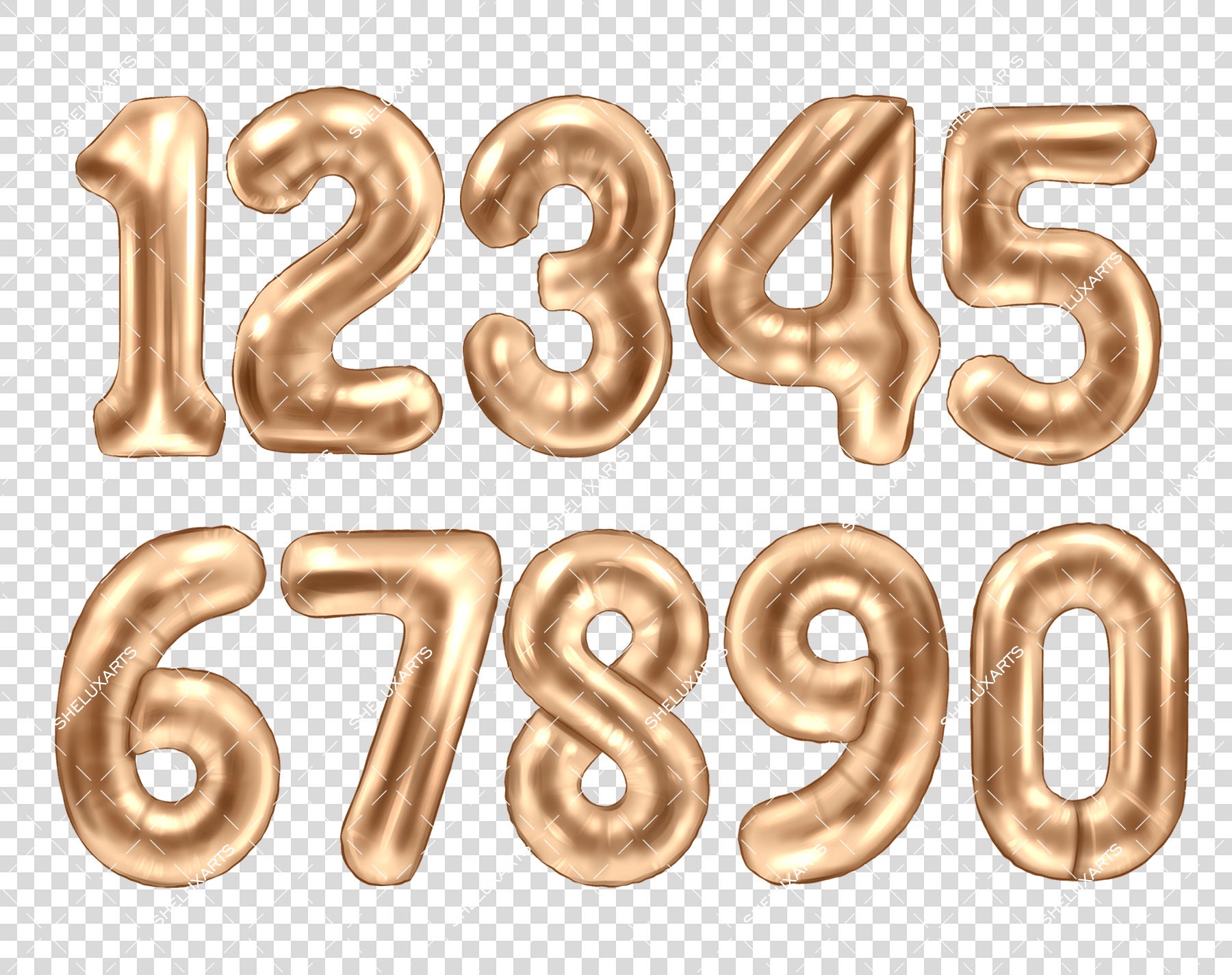 Number Balloons Clipart Birthday Balloons PNG Foil Rose Gold - Etsy UK