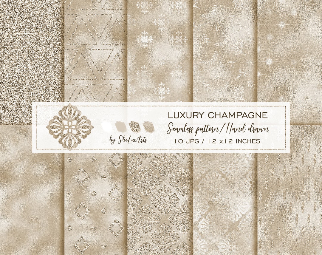 Luxury Champagne Digital Paper, Seamless Pattern, Glam Digital Paper ...