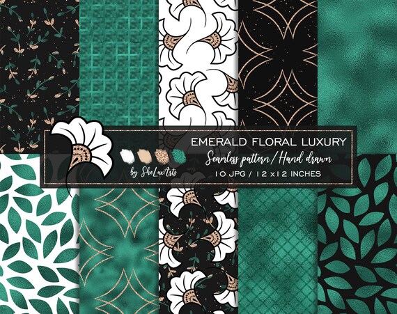 Emerald Green Digital Paper Seamless Pattern Fashion Digital - Etsy