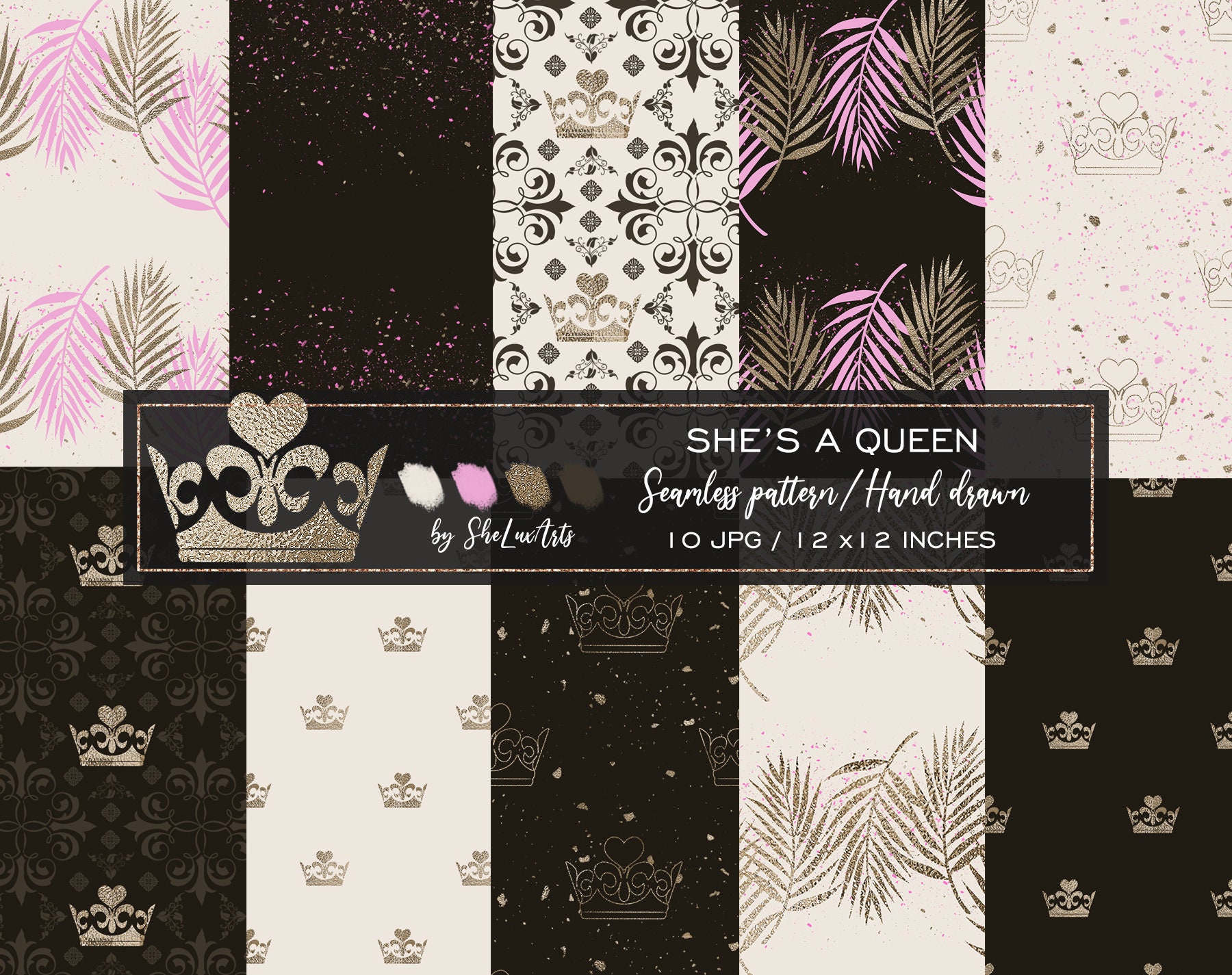 Queen Digital Paper Seamless Pattern Fashion Digital Paper - Etsy