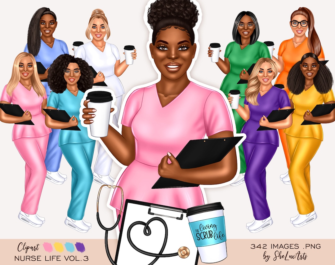 Black Nurse PNG, Nurse Clipart, Nursing Clipart, Nurse Life, Scrub Clip ...