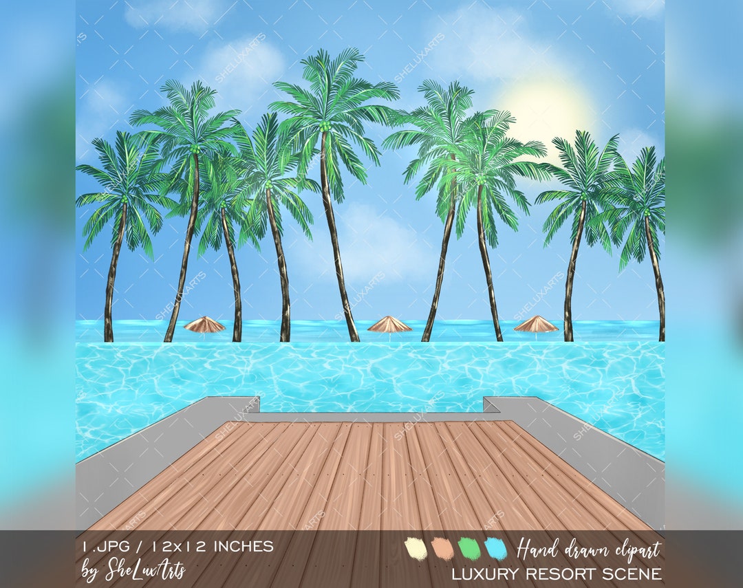 Summer Background Scene Clipart, Beach Life Png, Summer Png, Tropical ...