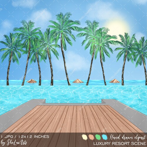 Beach Background Scene Clipart Beach Life Png Summer Png - Etsy