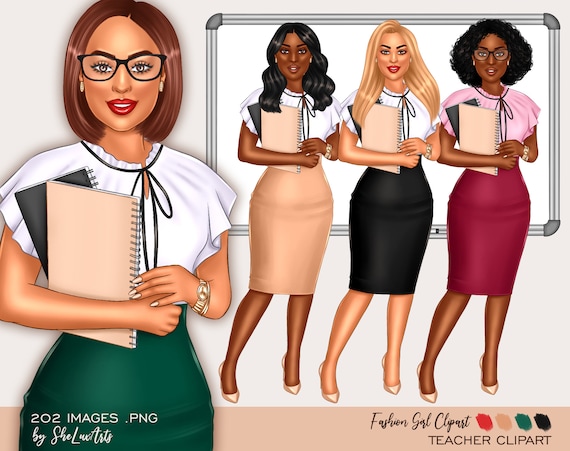 Teacher Clipart School Clipart Black Woman PNG Teacher - Etsy Australia