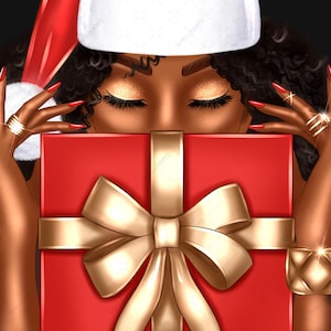Christmas Clipart, Black Girl PNG, Black Woman Clipart, Fashion ...