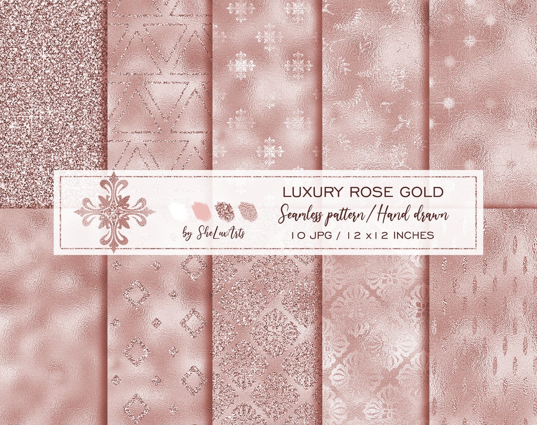 Rose Gold Digital Paper, Seamless Pattern, Glam Digital Paper, Fashion ...
