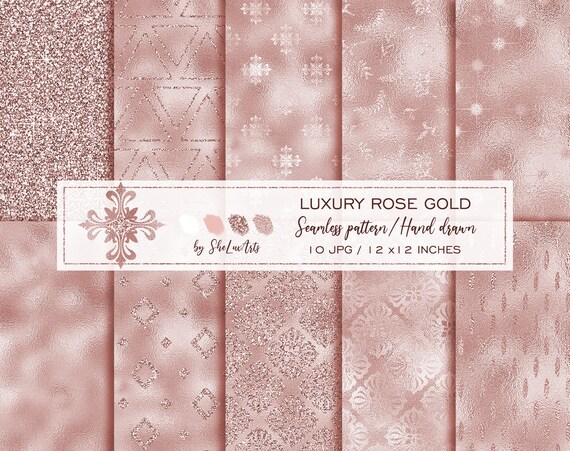 Rose Gold Digital Paper Seamless Pattern Glam Digital Paper | Etsy