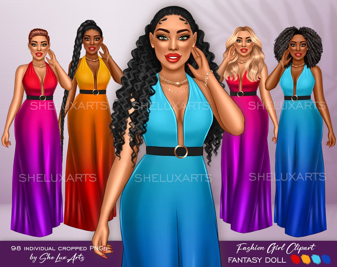Fashion Clipart, Black Woman Clipart, Summer Girl Clipart, African ...