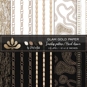 Glam Gold Digital Paper, Seamless Pattern, Fashion Digital Paper ...
