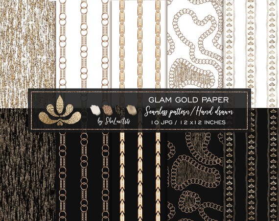 Glam Gold Digital Paper Seamless Pattern Fashion Digital - Etsy