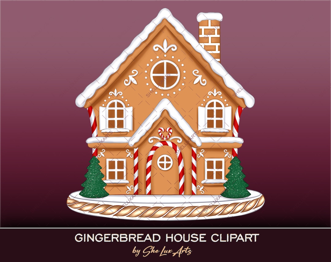 Gingerbread House Clipart, Gingerbread PNG Digital Download, Christmas ...