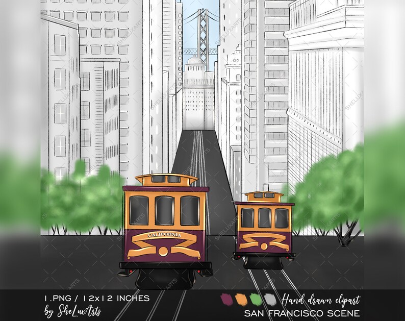 Background Scene Clipart San Francisco Digital Background - Etsy