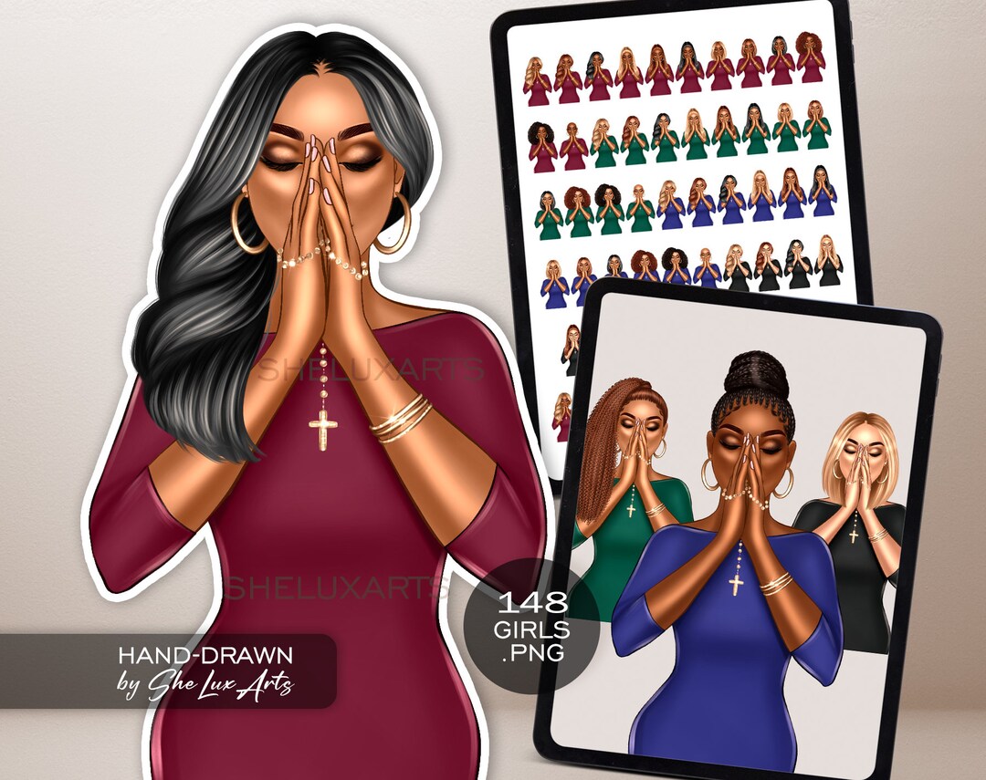 Praying Woman Clipart, Church Lady Clipart, Black Woman Clipart, Church ...