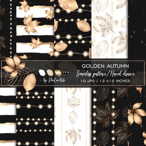 Fall Digital Paper, Seamless Pattern, Autumn Digital Paper, Leaves ...