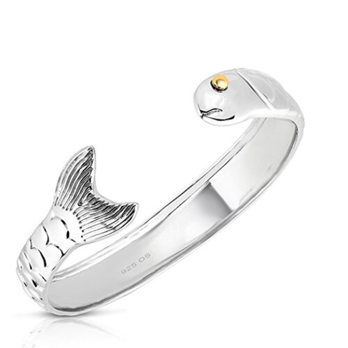 Cape Cod Fish Bracelet Solid 925 Silver & Real 14k Gold Eye - Etsy