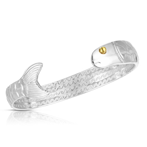 Cape Cod Fish Bracelet Solid 925 Silver & Real 14k Gold Eye - Etsy