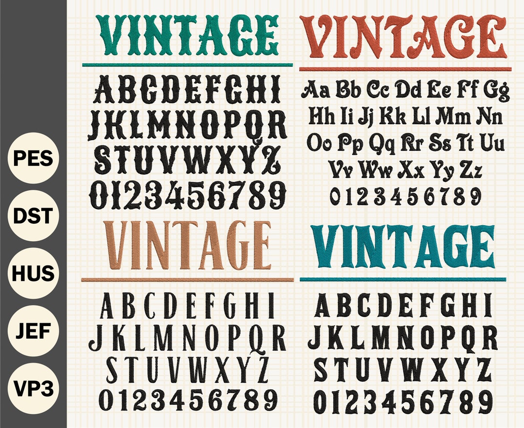 Vintage Embroidery Font Retro Embroidery Font Classic Embroidery Font ...