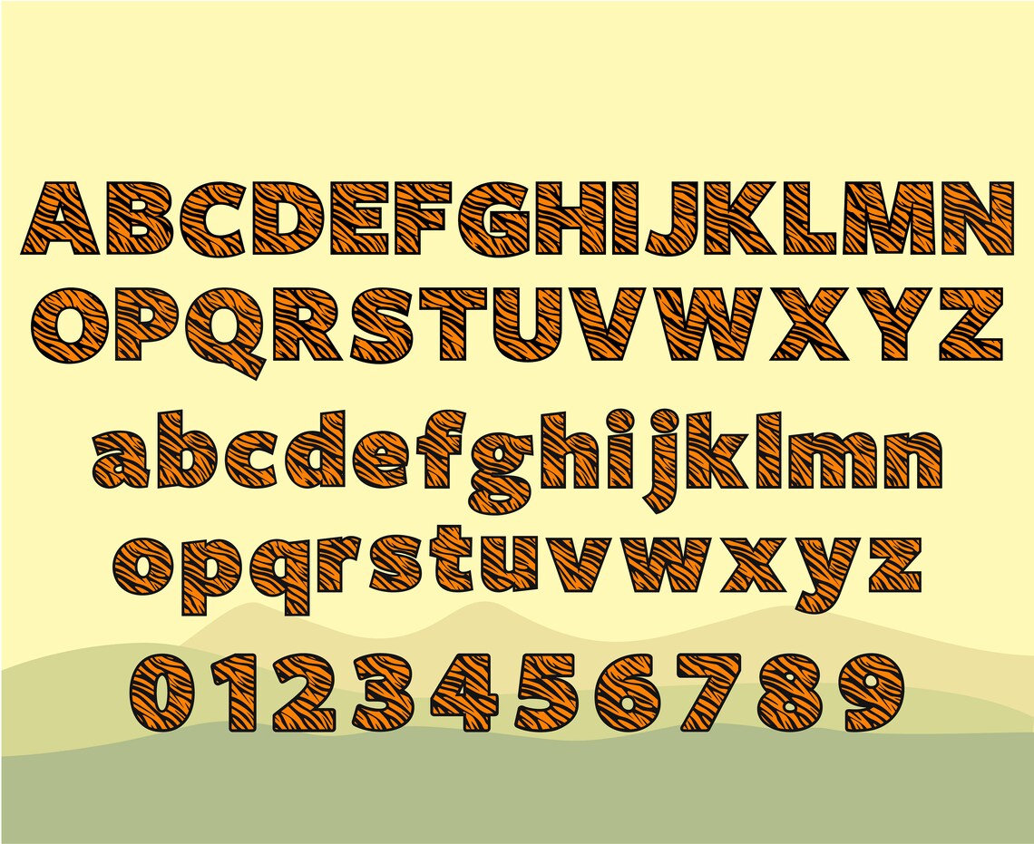 Tiger Font Animal Font Safari Font Tiger Print Font Tiger - Etsy
