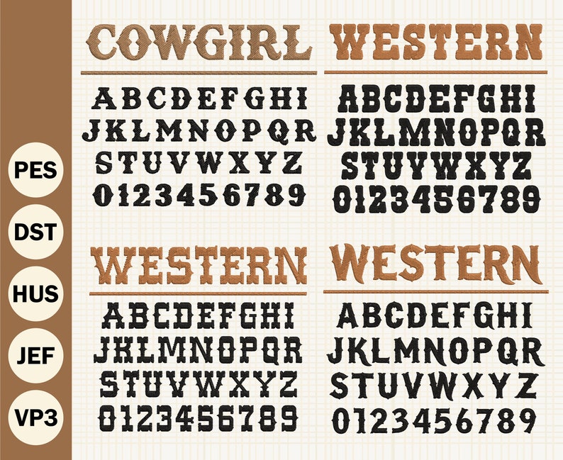 Western Embroidery Fonts Bundle Embroidery Western Letters Machine ...