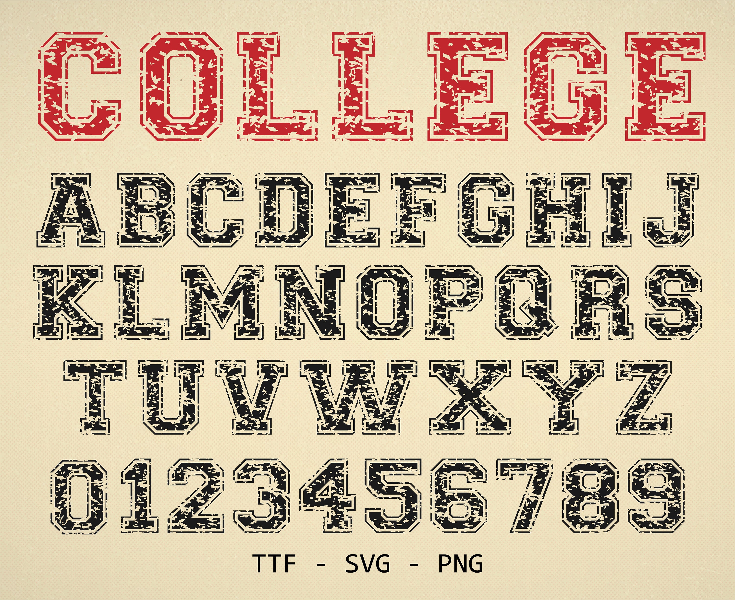 Varsity Font College Font Varsity Letter Font Distressed Font - Etsy